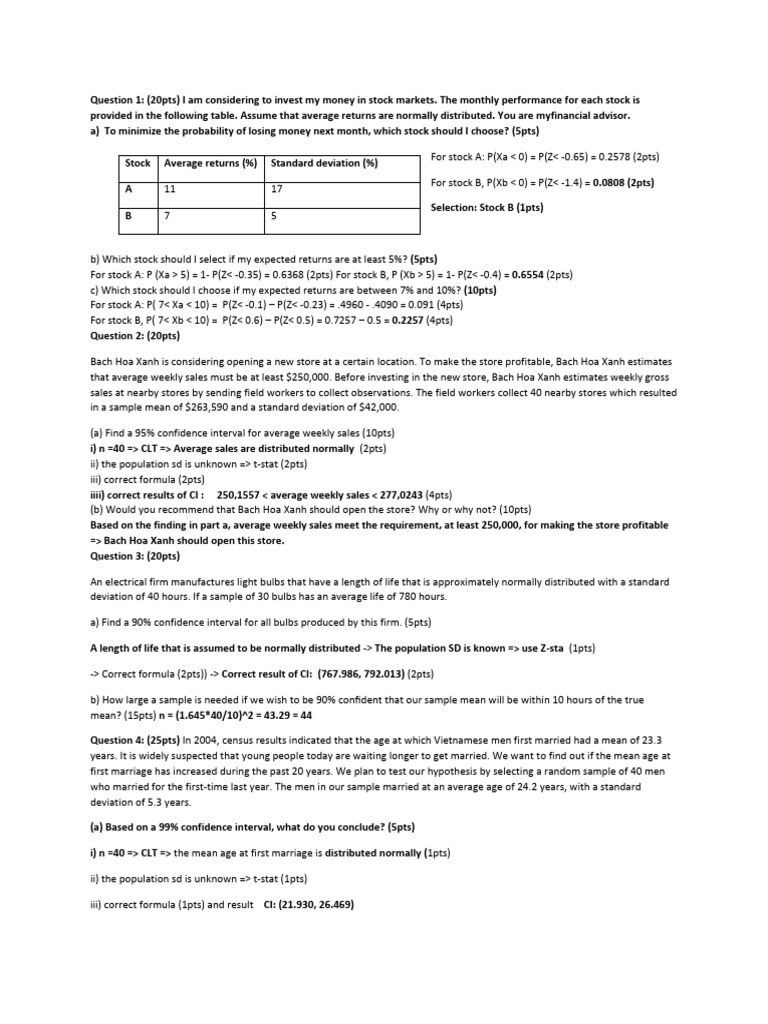 Final Stat Các Sem | PDF