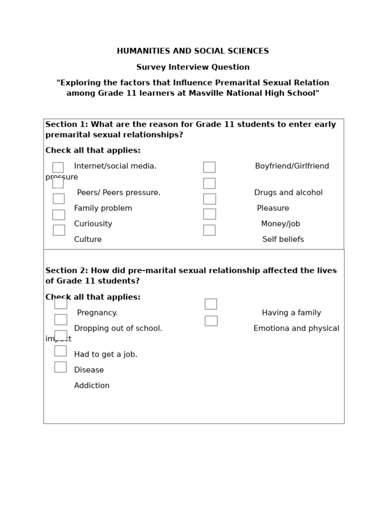 Sample of Survey Question PR1 | PDF