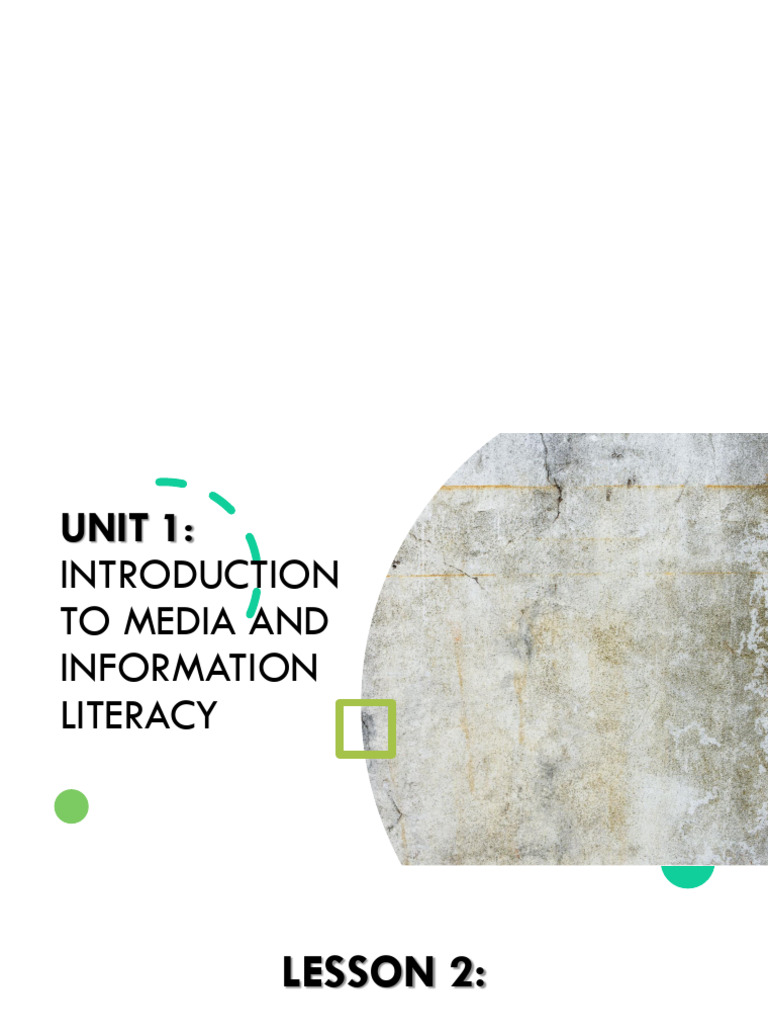 Unit 1 Lesson 2 What Is Media and Information Literacy | PDF
