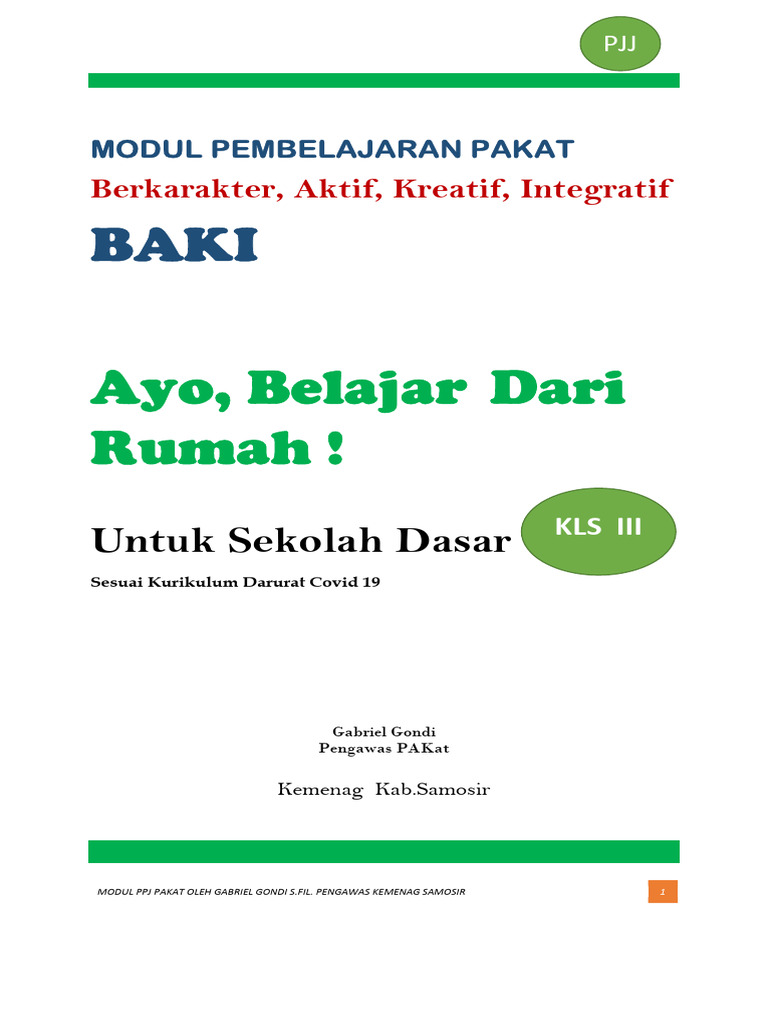 Modul Pembelajaran Pakat Kelas III SD | PDF