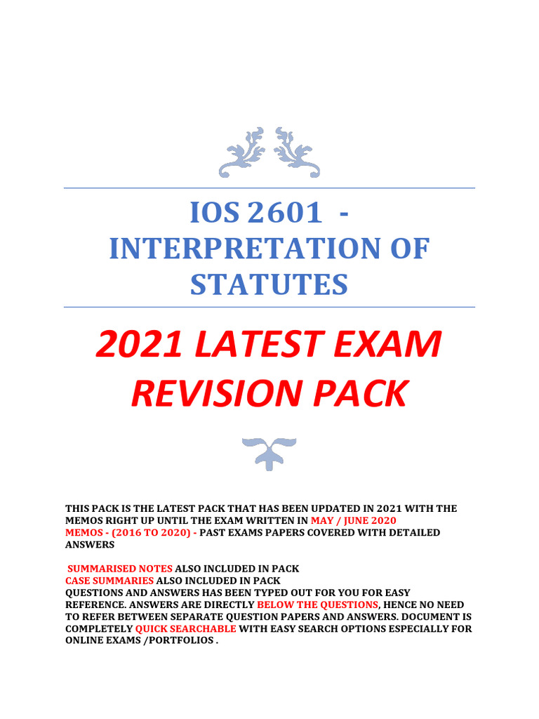Ios 2601 - 2021 Latest Exam Pack | PDF