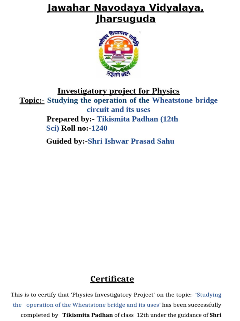 Physics Investigatory Project Fin | PDF