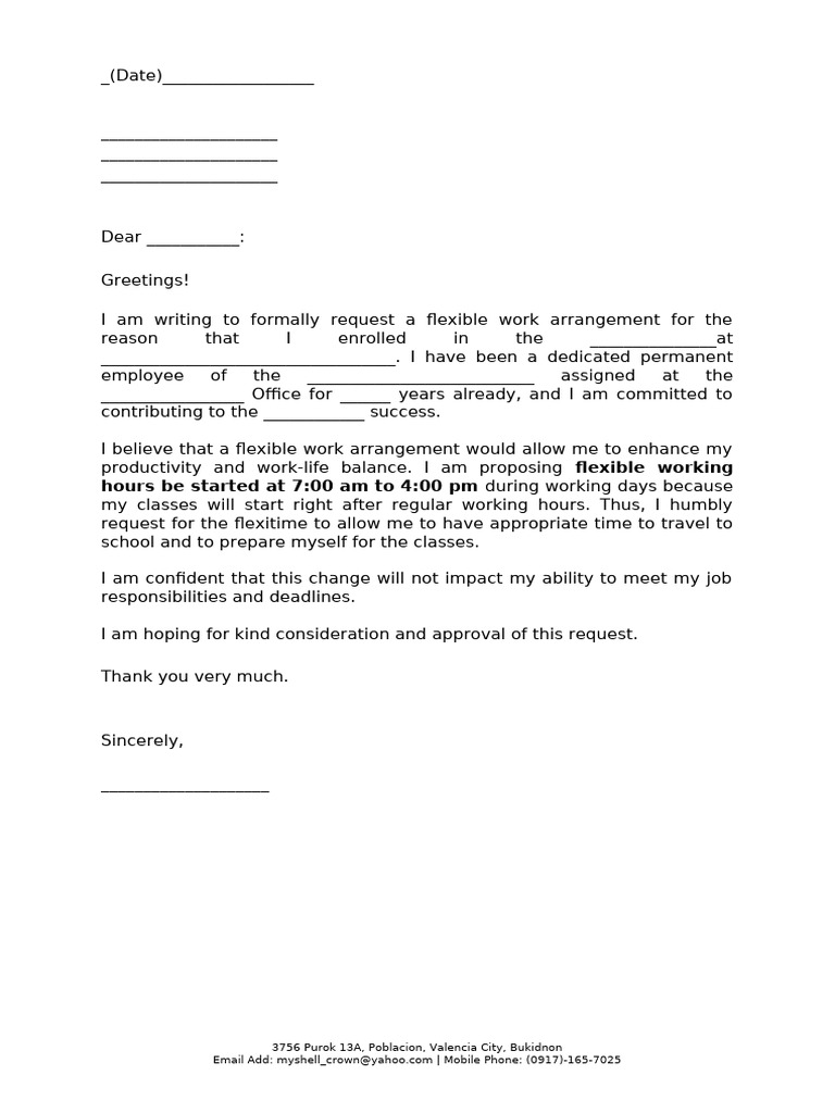 Letter For Flexible Time-For Scribd | PDF
