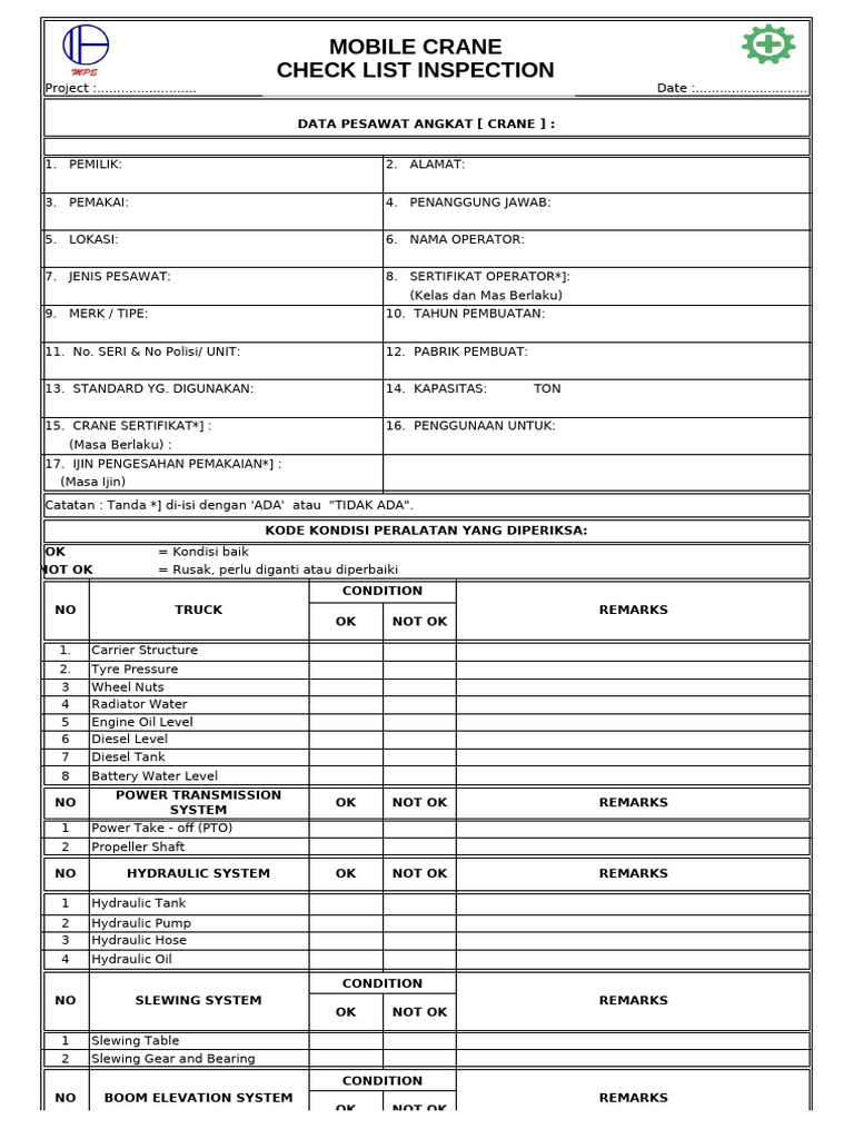 FM.14-11.HSE Inspeksi Mobile Crane | PDF
