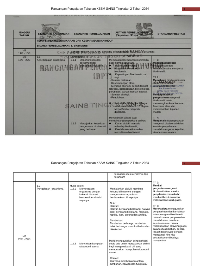 RPT Sains T2 2024 | PDF