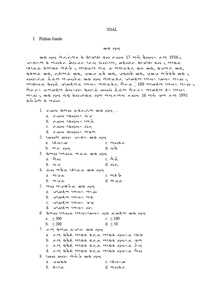 Soal Bhs. Daerah Kls 8 | PDF