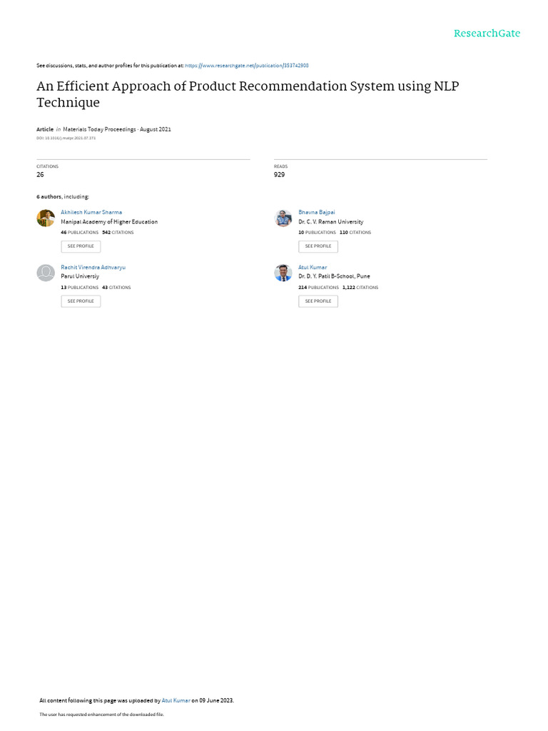 An Efficient Approachof Product Recommendation Systemusing NLPTechnique ... An Efficient Approachof Product Recommendation Systemusing NLPTechnique ...
