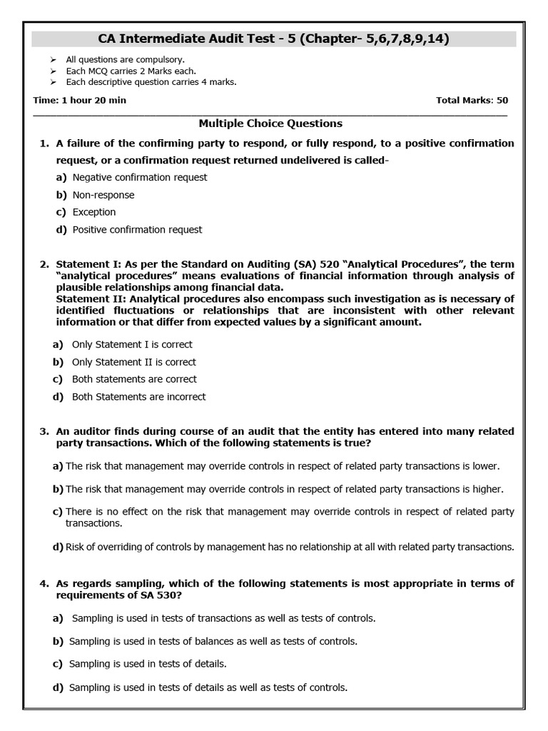 Audit Class Test 5 | PDF
