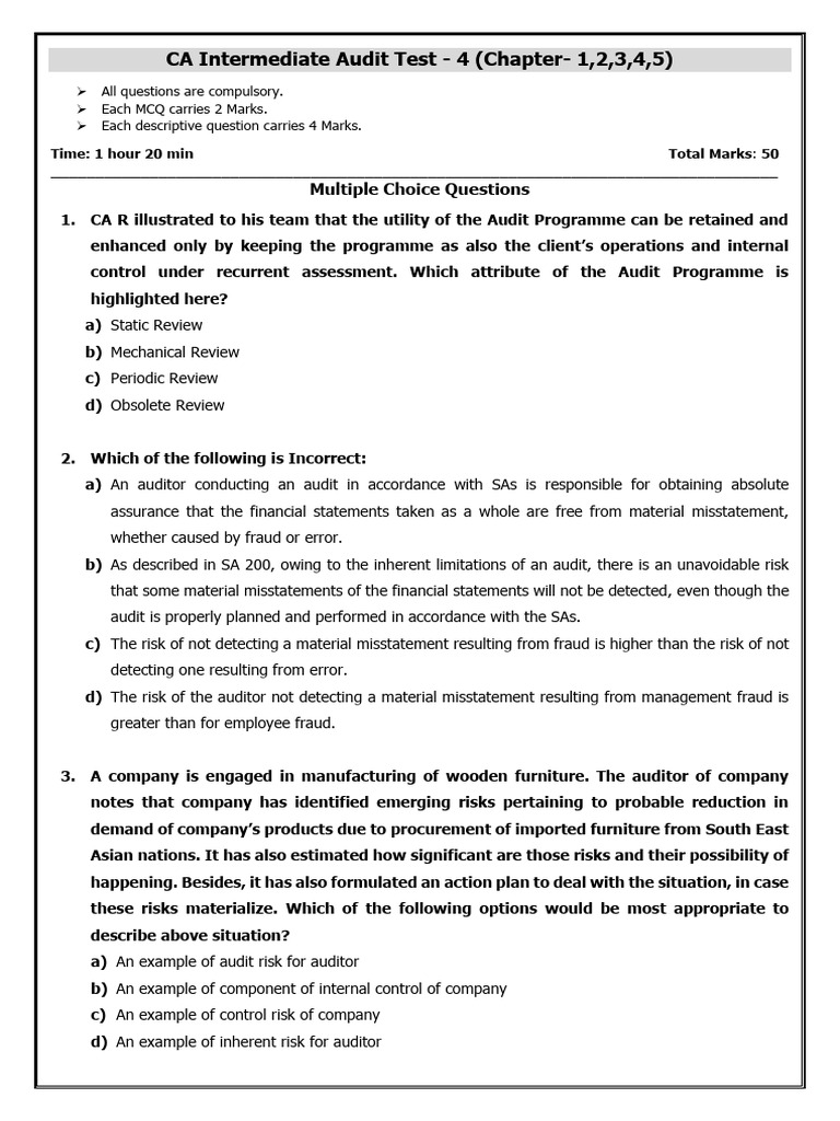 Audit Class Test 4 | PDF