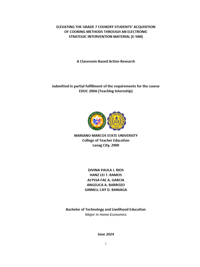 Elevating Grade 7 Cookery Skills with E-SIM | PDF | Qualitative ...