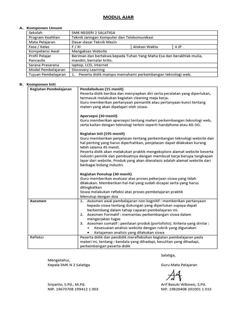 Modul Ajar - Teknologi Web - TP1 | PDF