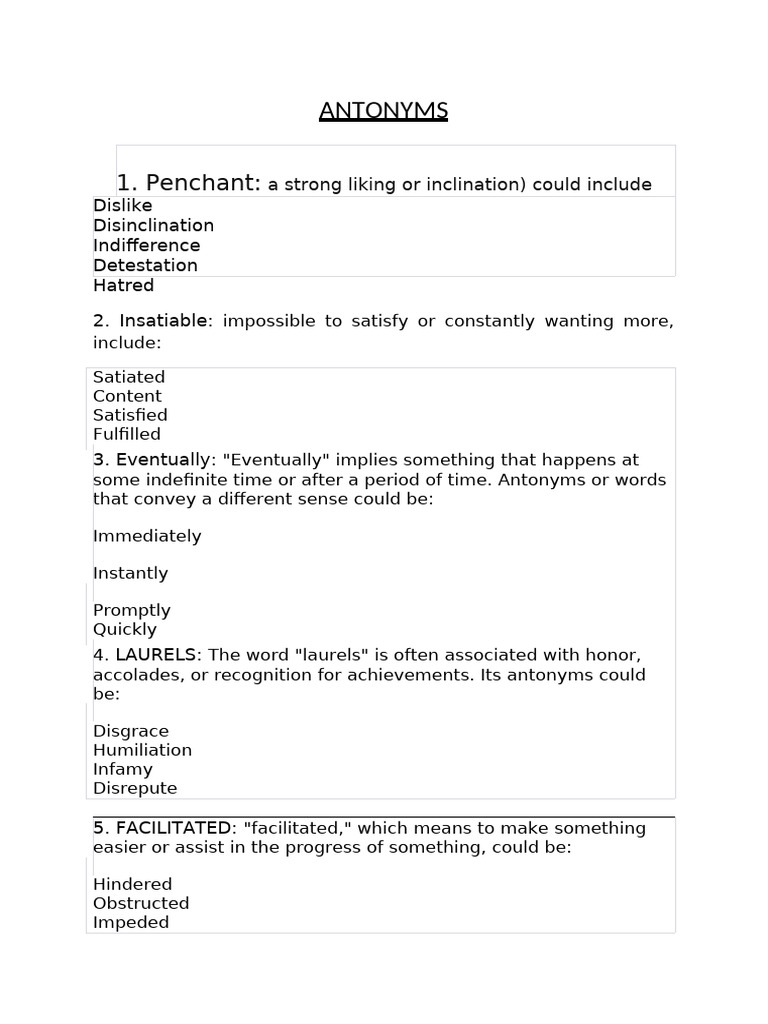 Antonyms Cse-C | PDF