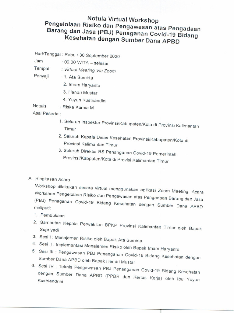 Notula Workshop | PDF