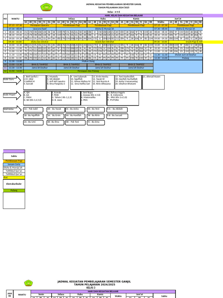 Jadwal KBM Guru - SMT 2024-2025 Ganjil | PDF