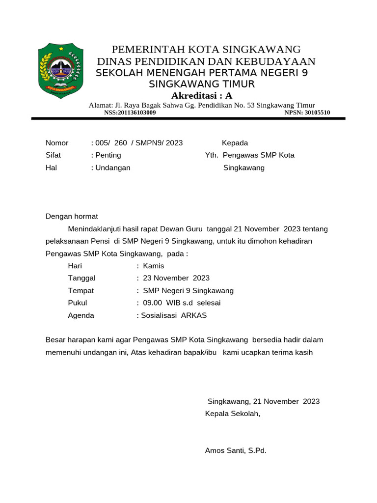 Undangan Untuk Pengawas | PDF