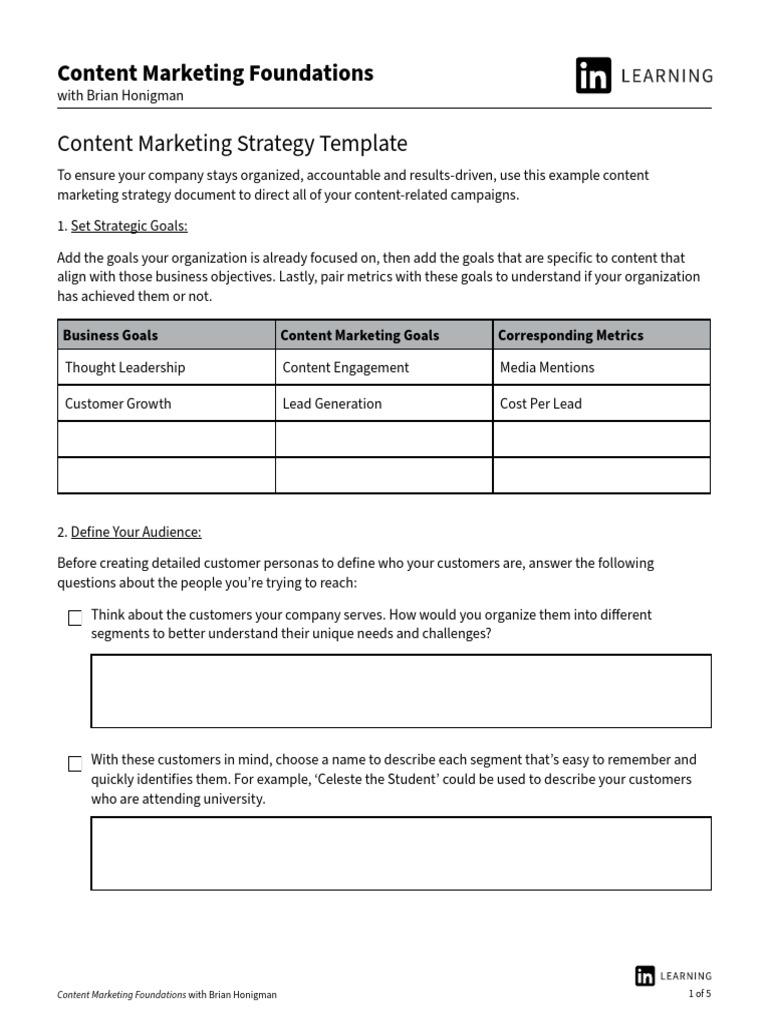 Content Marketing Strategy Template | PDF