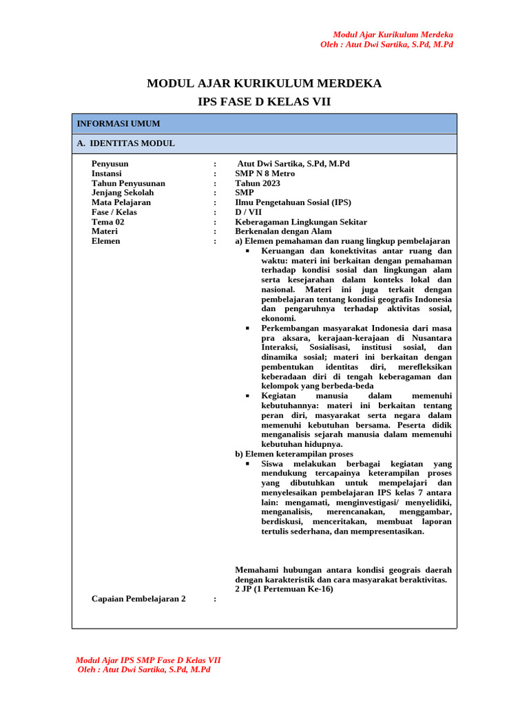 Modul Ajar Tema 02 | PDF