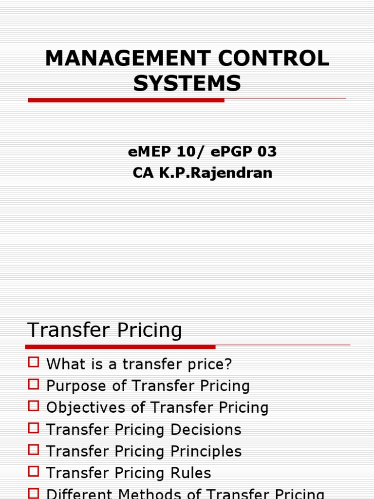 Transfer Pricing Objectives and Methods | PDF | Sales | Profit (Economics)