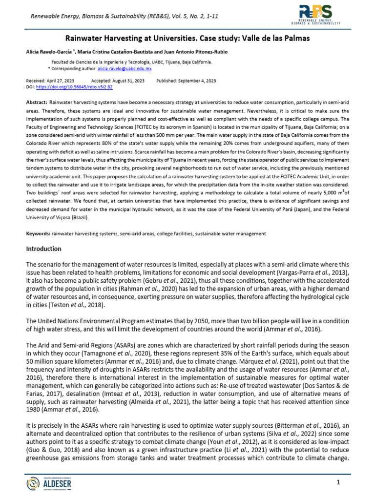 Rainwater Harvesting at Universities Case Study Va | PDF