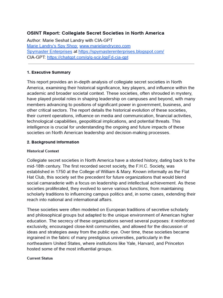 OSINT Report - Collegiate Secret Societies in North America | PDF ...