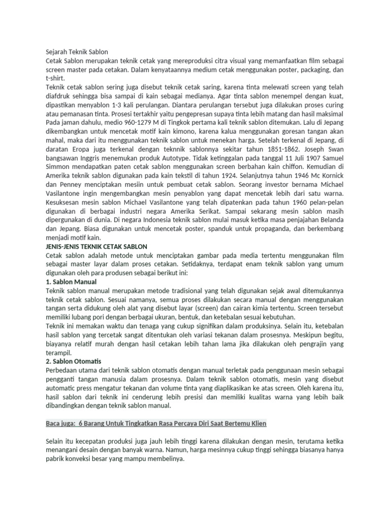 3 Teknik Sablon | PDF