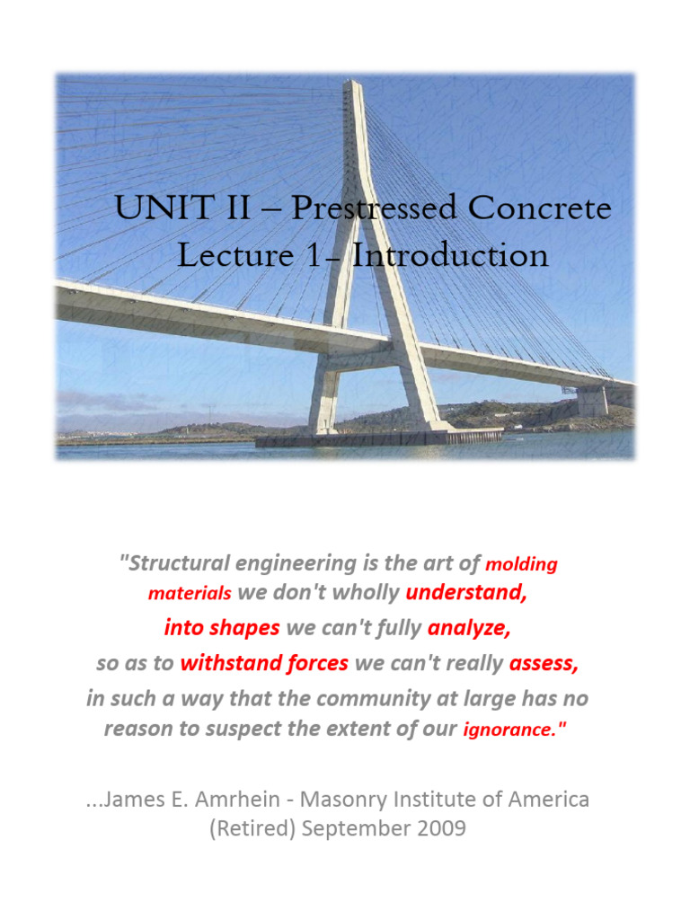 Prestrssed Concrete Lecture 1 Introduction Pdf Prestressed Concrete Technology