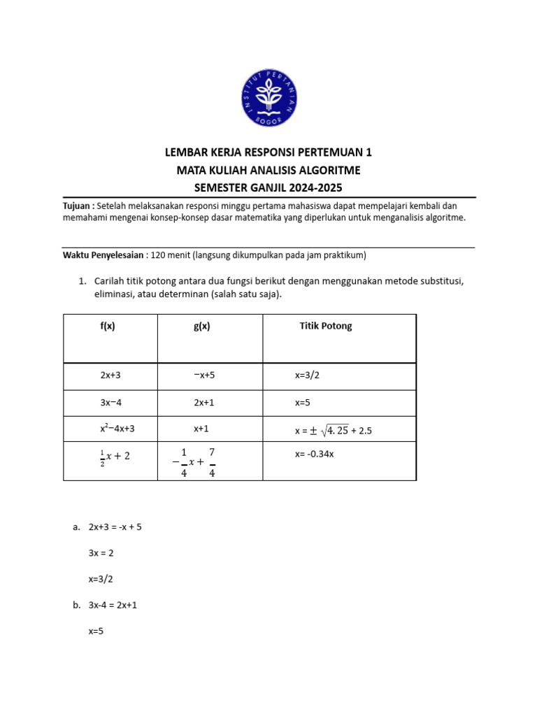 Lembar Kerja Responsi Pertemuan 1 Analgor 2024-2025-Final | PDF