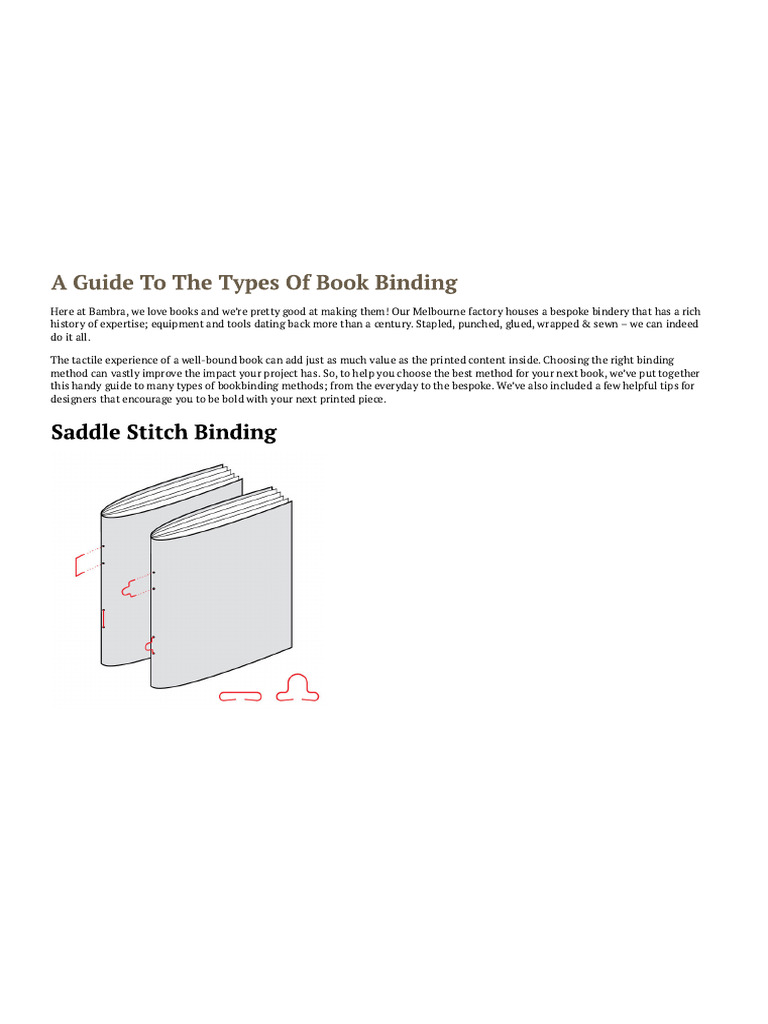 A Guide To The Types of Bookbinding - Bambra Bambra | PDF | Computers