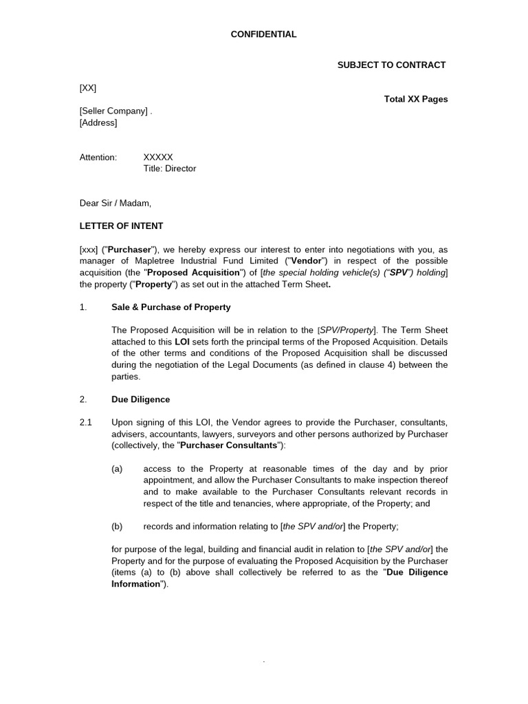 LOI Template- English | PDF