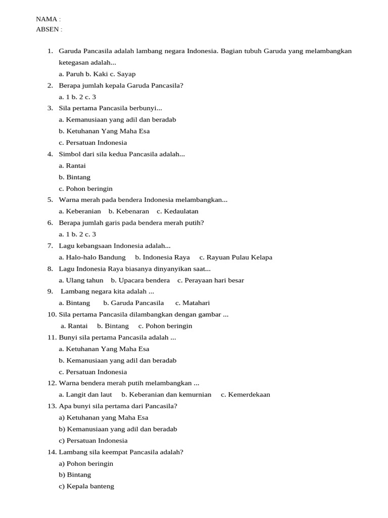 Soal Pancasila Bab 1 Hiro | PDF