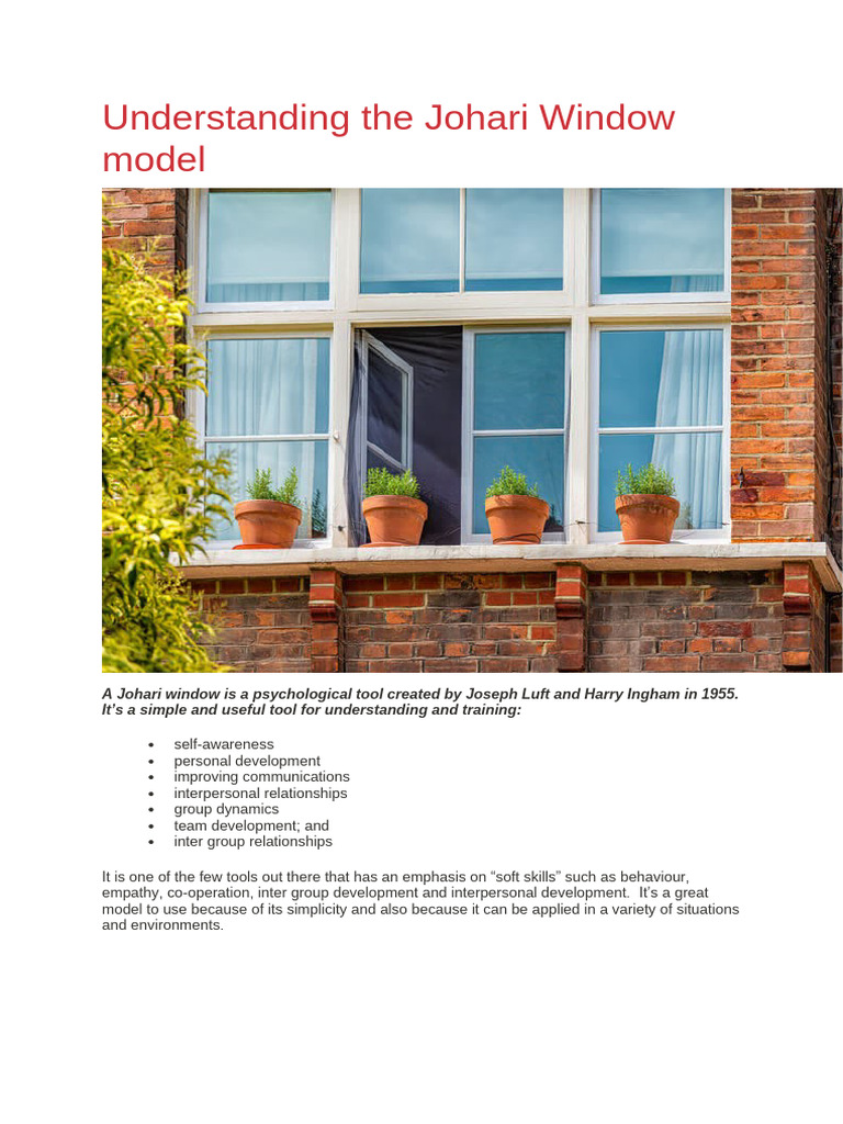 Johari Window Model | PDF