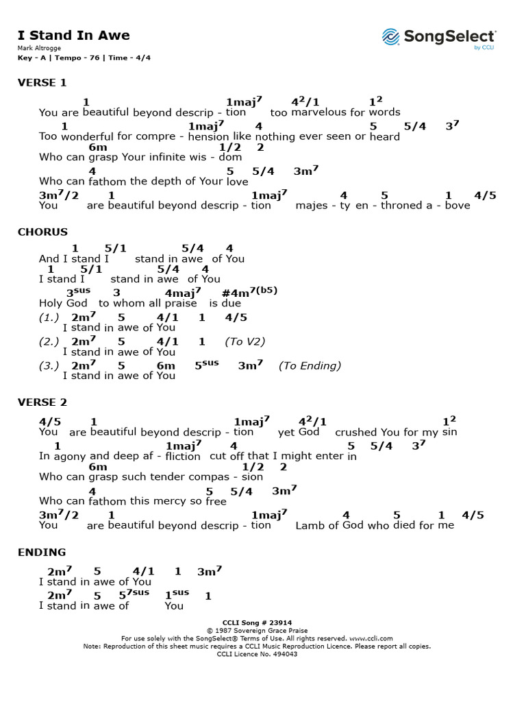 I Stand in Awe-chords-A | PDF