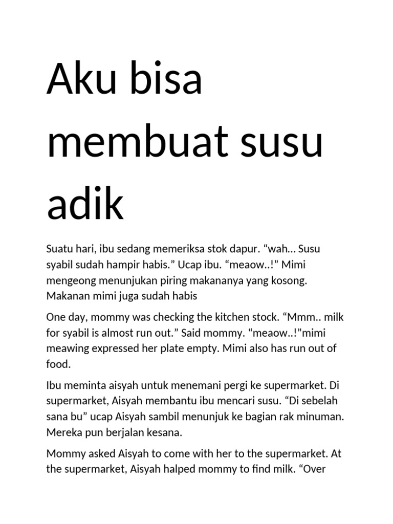 Aku Bisa Membuat Susu Adik | PDF