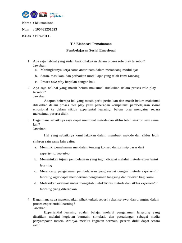 TP 3 - Elaborasi Pemahaman - PSE - Mutmainna | PDF