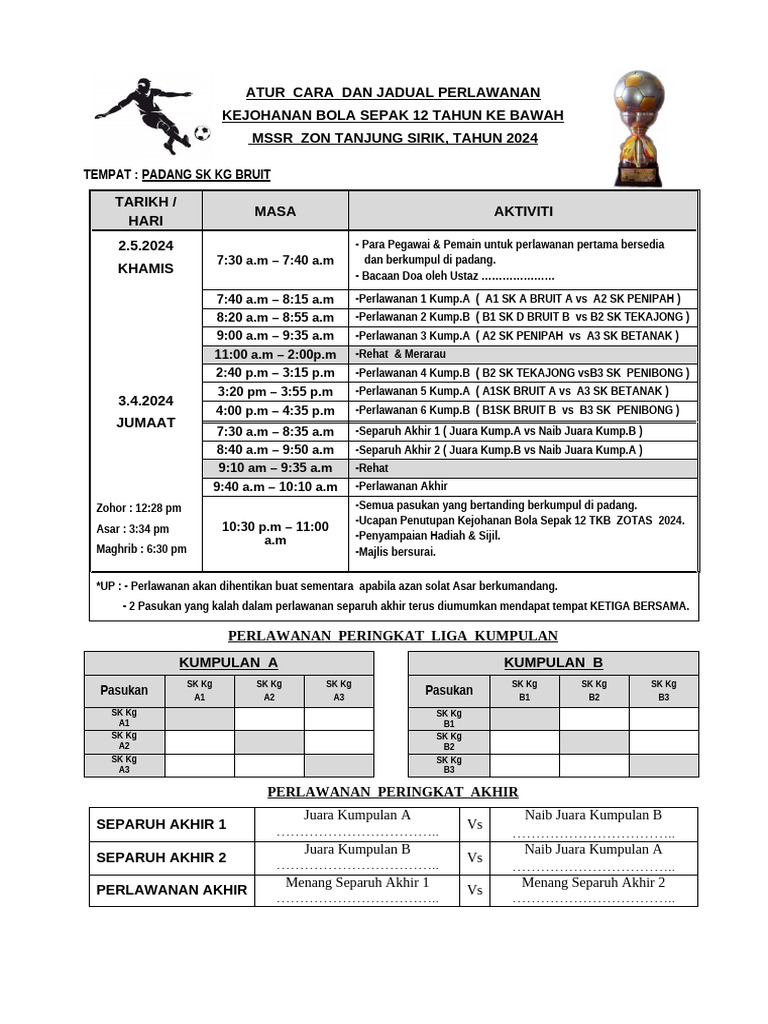 Atur cara & Jadual 6 team | PDF