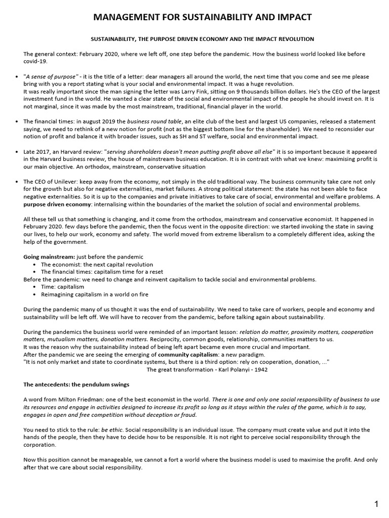 Management For Sustainability and Impact - Pagenumber | PDF