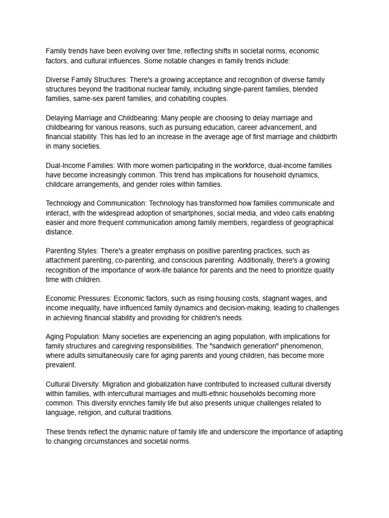 Changing in Family Trend | PDF