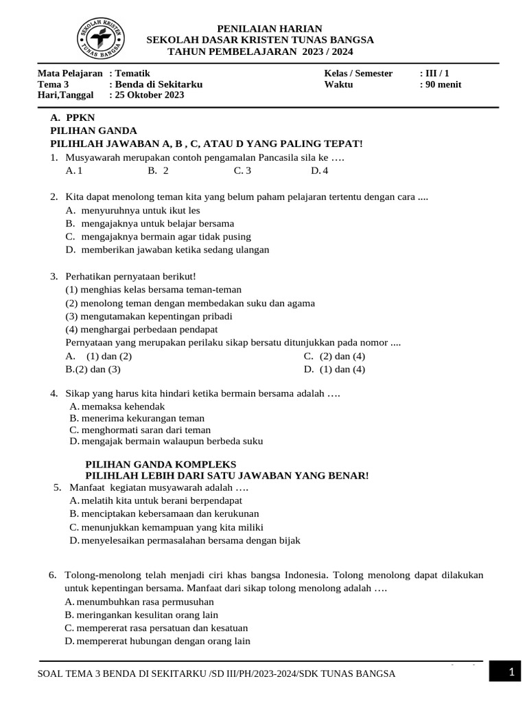 PH Tema 3 Kelas 3 2023 Fix | PDF
