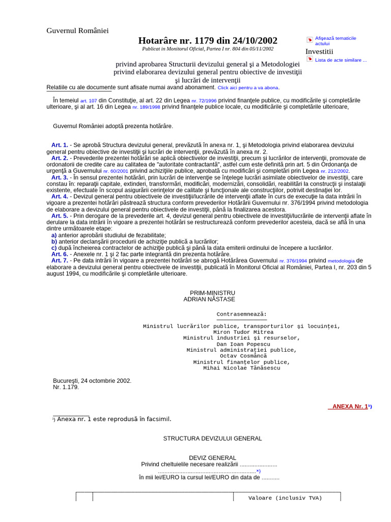 HG 1179 Deviz General | PDF