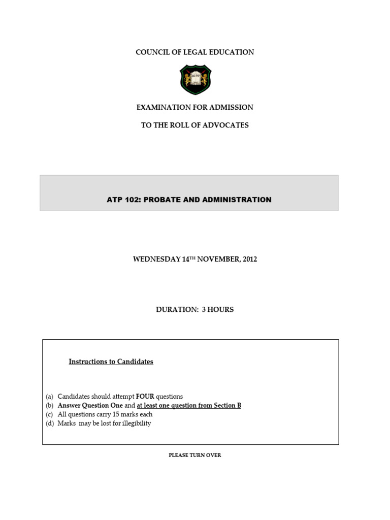 ATP 102 Probate and Administration 2012 | PDF | Justice | Crime & Violence