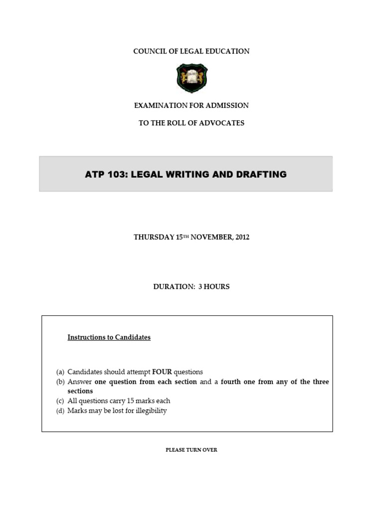 ATP 103 Legal Writing and Drafting 2012 | PDF | Judgment (Law) | Law