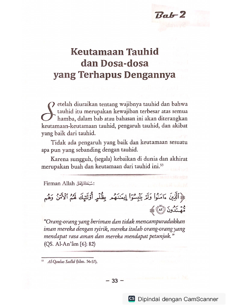 Kitab Tauhid Bab 2, Keutamaan Tauhid Dan | PDF