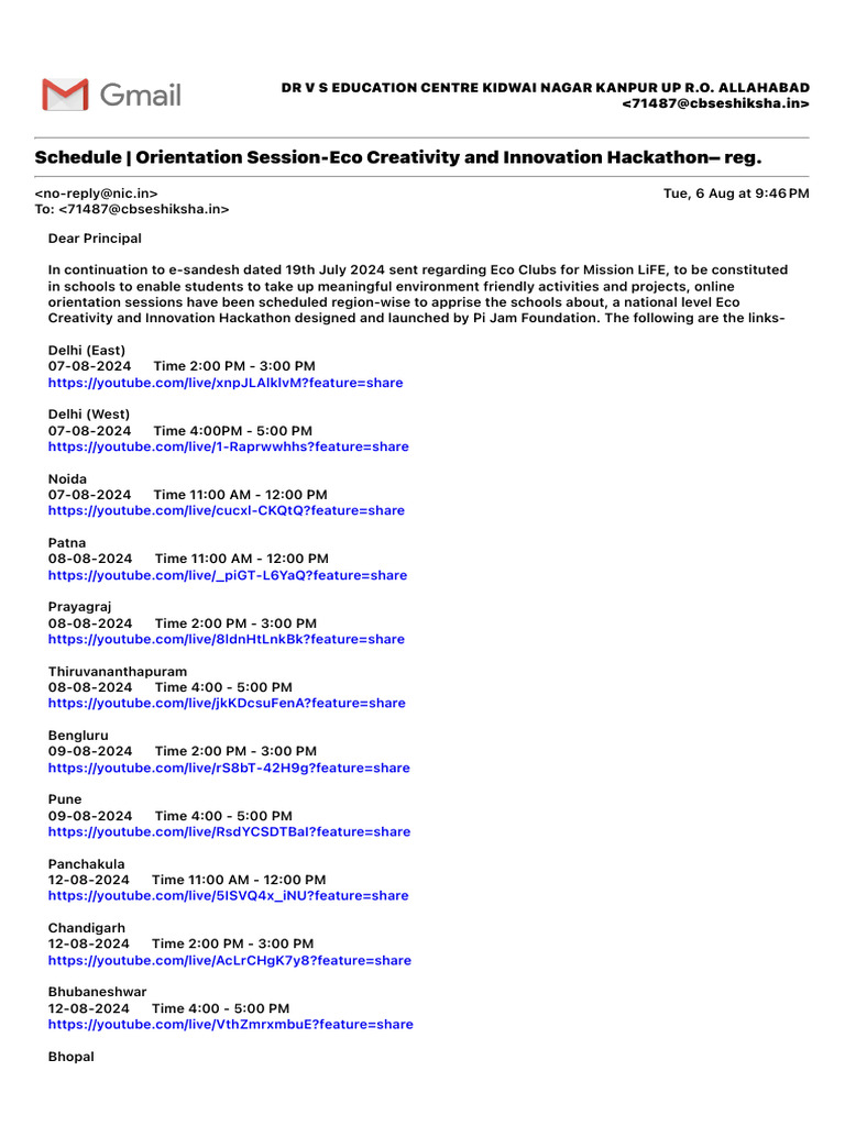 Schedule Orientation Session Eco Creativity And Innovation Hackathon