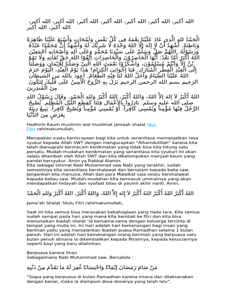 Kutbah Idul Fitri | PDF