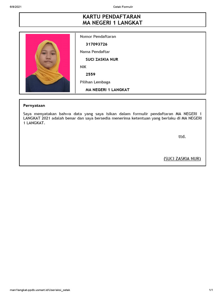 Cetak Formulir | PDF