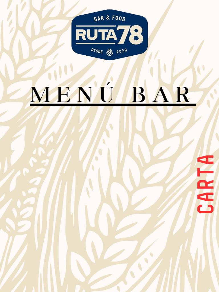 Menú de Tragos Bar Ruta 78 | PDF | Bebida | Bebidas alcohólicas