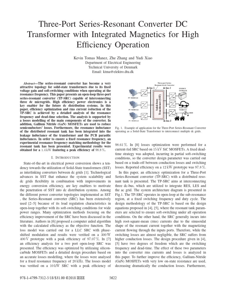 Three-Port Series-Resonant Converter DC Transformer With Integrated Magnetics For High ...