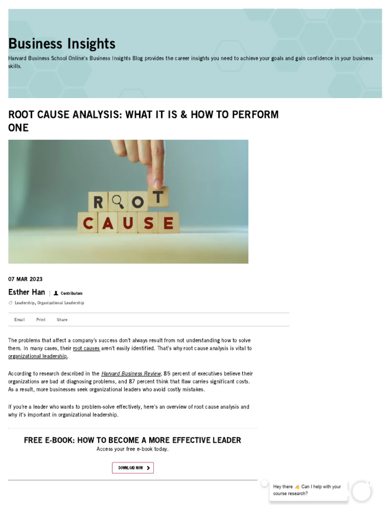 Root Cause Analysis - What It Is & How To Perform One - HBS Online | PDF