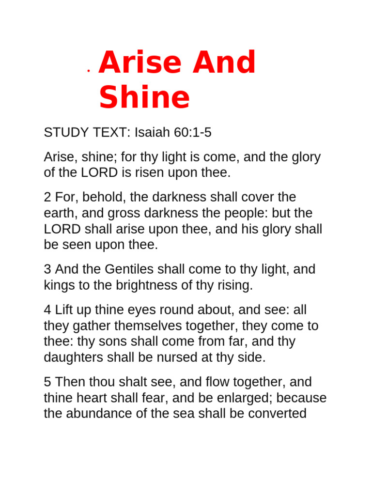 Arise and Shine | PDF