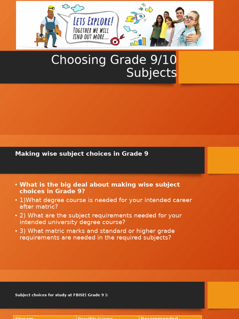 CHOOSING SUBJECTS | PDF